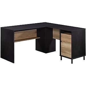 Sauder Acadia Way Modern L-Shaped Desk in Raven Oak, Raven Oak Finish