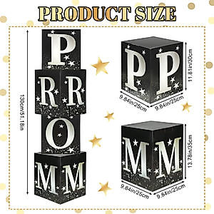 Sotiff 4 Pcs Prom/Grad Column Standup Photo Booth Prom Decorations Prom/Grad Night Party Decor for 2024 Graduation Decorations Supplies (Black Silver)