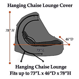 StorMaster 73 Inch Patio Hanging Chaise Lounge and Stand Cover Waterproof Outdoor Curved Steel Hammock Lounger Swing Chair Covers