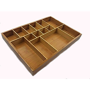 Bambüsi Bamboo Drawer Organizer Tray Adjustable Drawer Organizer with Removable Dividers