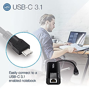 TRENDnet USB-C 3.1 to 5GBASE-T Ethernet Adapter, 2.5GBASE-T RJ-45, Integrated 12.6cm (4.9 in) USB Type C Cable, Compatible with Cat5e Or Better Cabling, Windows Compatible, Black, TUC-ET5G