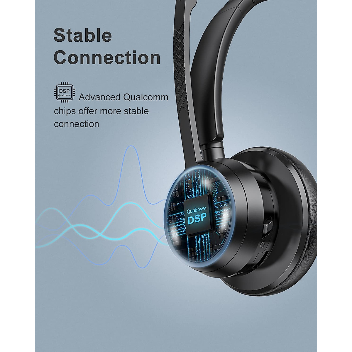 Link Dream Trucker Bluetooth Headset 20H Talktime Wireless Headset with 270°Rotatable Noise Cancelling Microphone USB Dongle for Online Meeting, Office Home, Call Center, Computer, Cell Phone