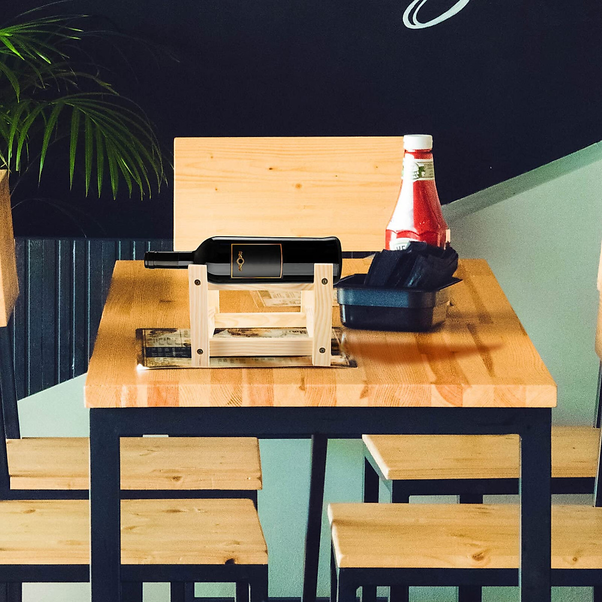 Yardwe Wooden Wine Bottle Rack countertops for Kitchen Counter Tops for Kitchens Wine Storage Holder Wine Bottle Holder Stand Small Display Stand Corner Cabinet Wine Storage Shelf