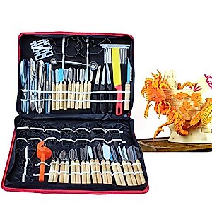 WUPYI 80pcs Kitchen Carving Tools Kit,Portable Vegetable Fruit Food Peeling Carving Tools Kit Culinary Carving Tool Set Fruit Veg Garnishing Making for Chef DIY with Carry Box