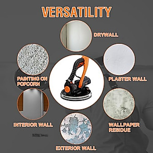 MAXXT Drywall Sander Electric Foldable Wall Sander REAL self-priming system LED light telescopic handle variable speed 6.5A motor six 9-inch sanding discs dust bag