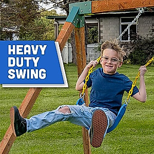 Squirrel Products Heavy Duty Strap Swing Seat - Playground Swing Seat Replacement and Carabiners for Easy Install - Blue