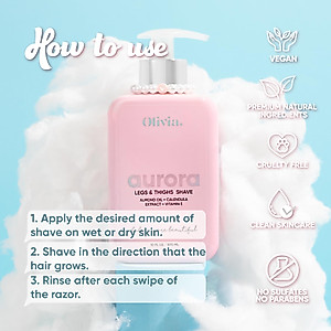 Olivia Beauty Legs & Thigh Relief After Shave Gel - Women Razor Bump Treatment & Ingrown Hair Relief, Soothing Shaving Gel - Vitamin E, Calendula Oil & Aloe Vera - Prevents Razor Burn - 10fl oz