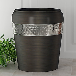 nu steel Oil Rubbed Bronze FM8H Flannel Mod Collection Wastebasket, Round Vintage Trash Can for Bathroom, Bedroom, Dorm, College, Office, 9.4" x 9.4" x 9.8",Metal Finish