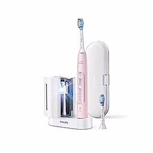 PHILIPS Sonicare ExpertClean 7700 Rechargeable Electric Toothbrush with Bluetooth & UV Sanitizer, HX9630/17, Pink