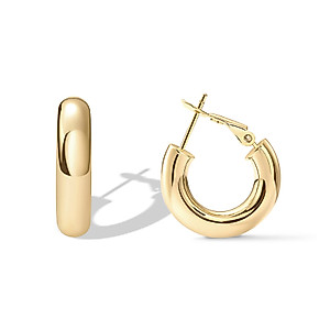 PAVOI 14K Gold Plated Sterling Silver Post Hoops | Lightweight Chunky Hoops Huggies | Thick Gold Hoop Earrings for Women (Yellow Gold,20mm)