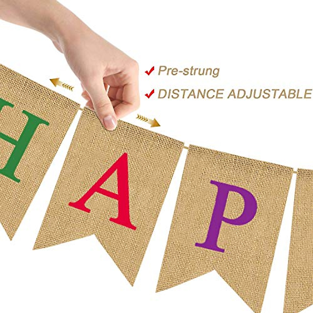 Rainlemon Burlap Happy Purim Banner Rustic Jewish Carnival Holiday Mantle Fireplace Decoration