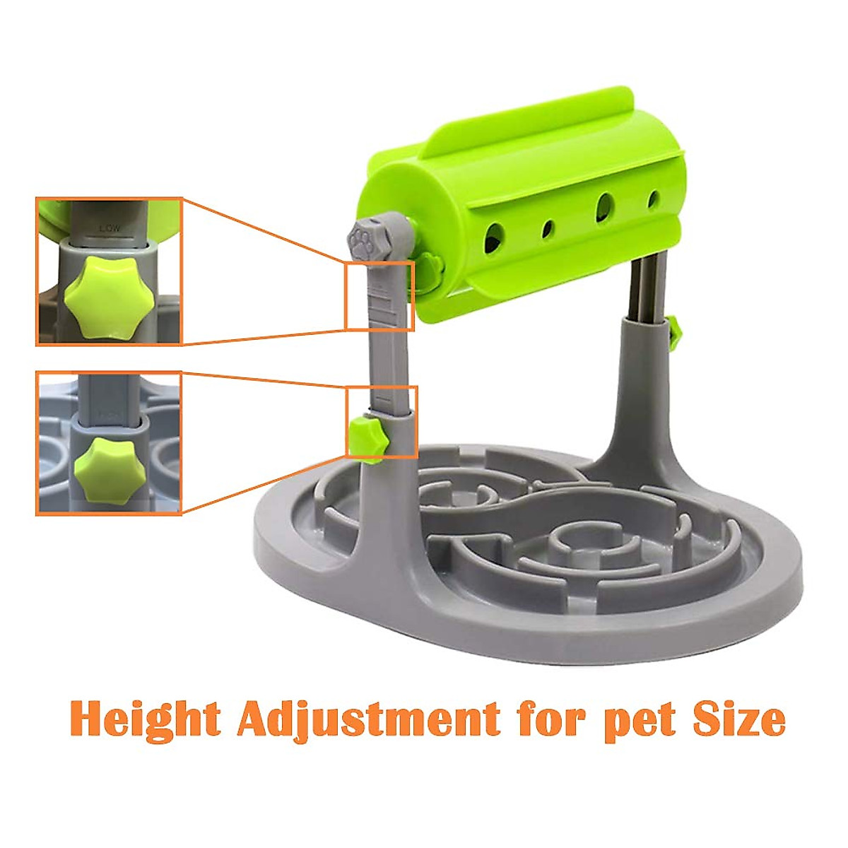 Ito Rocky Interactive Dog & Cat Food Puzzle Toy - Treat Boredom Dispensing Slow Feeder - Anxiety IQ Training in Smart Feeding and Adjustable Height for Small/Medium Dogs