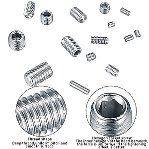 300 Pcs Hex Allen Head Socket Hex Screw Set Assortment Kit, M2.5/M3/M4/M5/M6/M8 Grub Screws, Internal Hex Drive Cup Screws for Door Handles, Faucet, Light Fixture Screws (Silver)