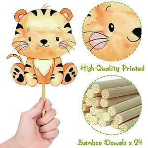 24Pcs Jungle Animals Centerpiece Sticks Safari Animal Table Toppers for Jungle Birthday Party Zoo Animals Baby Shower Supplies Safari Party Decoration