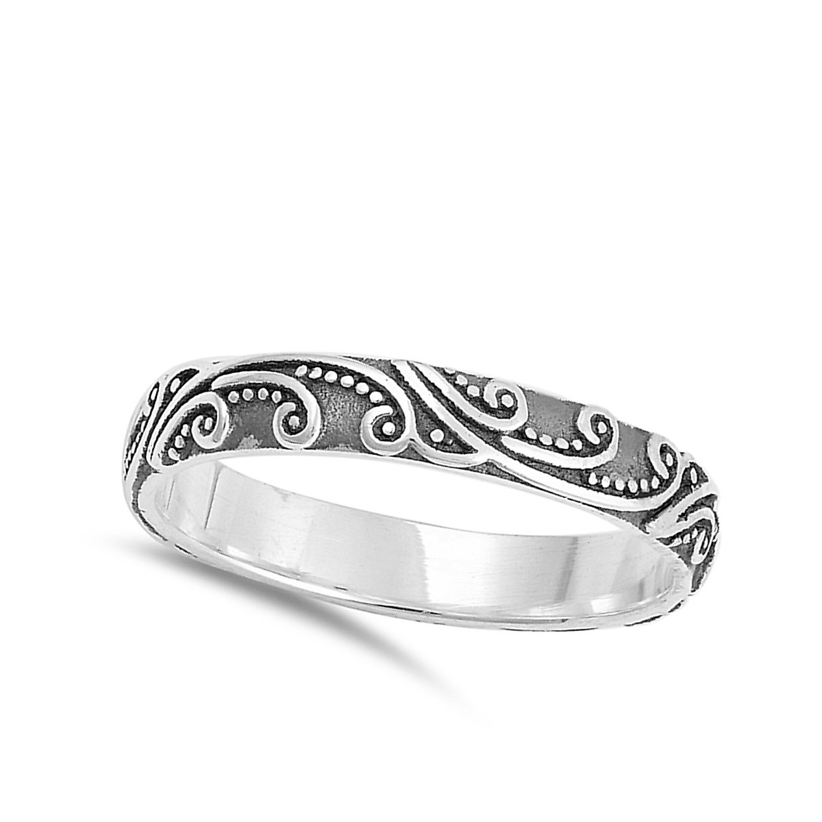 Swirl Bali Eternity Stackable Cute Ring New .925 Sterling Silver Band Size 6