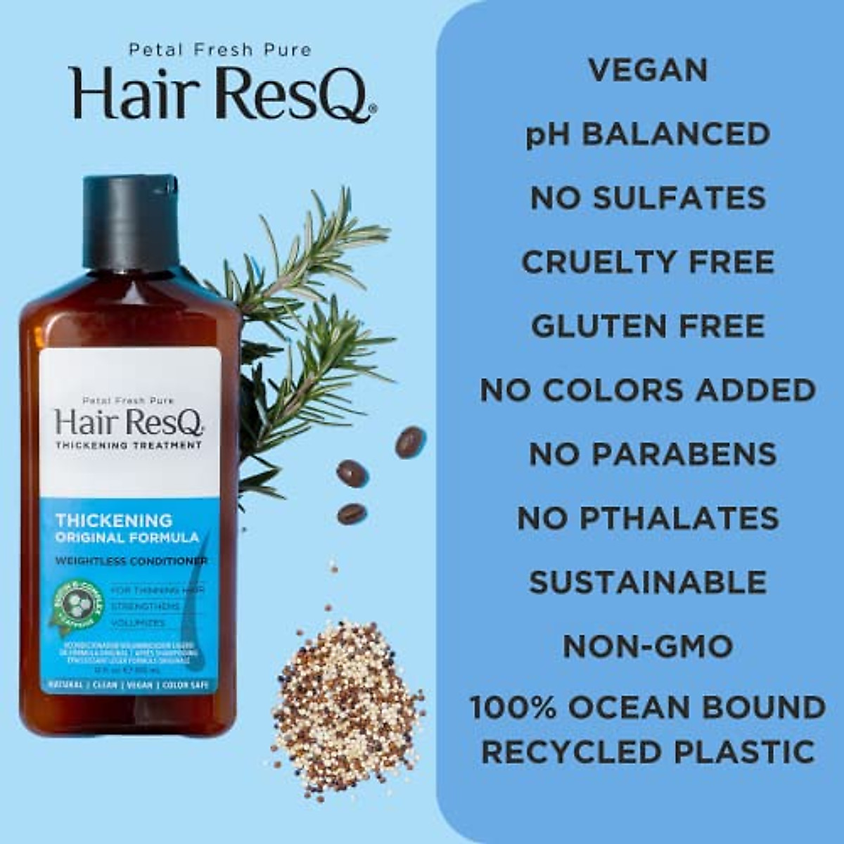 Petal Fresh Hair ResQ Original Formula Natural Thickening Biotin Shampoo & Weightless Conditioner For Noticeably Thinning Hair, Strengthens & Volumizes, Vegan & Cruelty-Free 2 Count (Bundle)