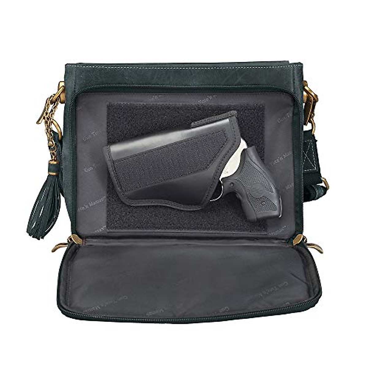 Gun Tote'n Mamas womens Tote'n (Grey) Distressed Buffalo Leather Crossbody Organizer Purse by Gun Tote n Mamas, Grey, Medium US