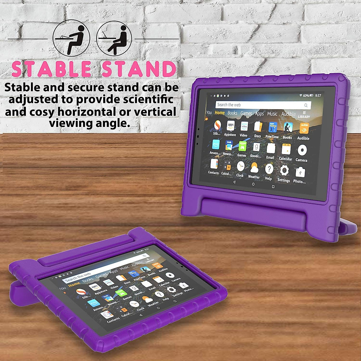 Foam Case for Fire HD 10 10.1 inch Tablet Case (5th/7th/9th Generation, 2015/2017/2019 Releases) Kid-Proof & Shockproof Sturdy Case Soft Durable Foam Cover with Portable and Foldable Handle