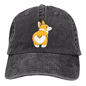 OASCUVER Denim Fabric Adjustable Dog Mom Fashion Baseball Cap (Corgi Butt, One Size)