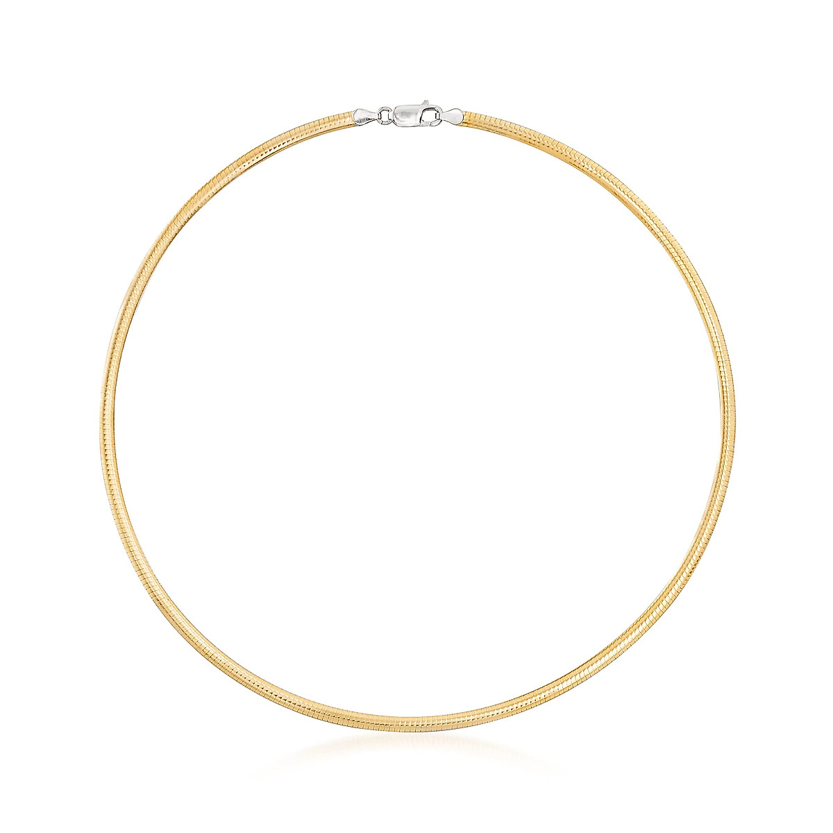 Ross-Simons Italian 4mm Reversible Omega Necklace in 2-Tone Sterling Silver. 16 inches