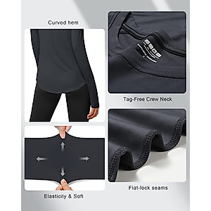 (Size:2XL) 2 Pack Womens Long Sleeve UV Sun Shirts UPF 50+ Workout Swim Rash Guard Tops