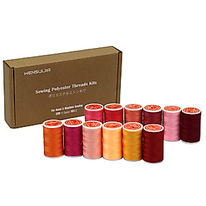 Multi-Purpose Red Thread for Sewing, 200Y/Spool 40S/2, Polyester Sewing Threads Kits for Sewing Machine & Hand Sewing (12 Bright Colors)
