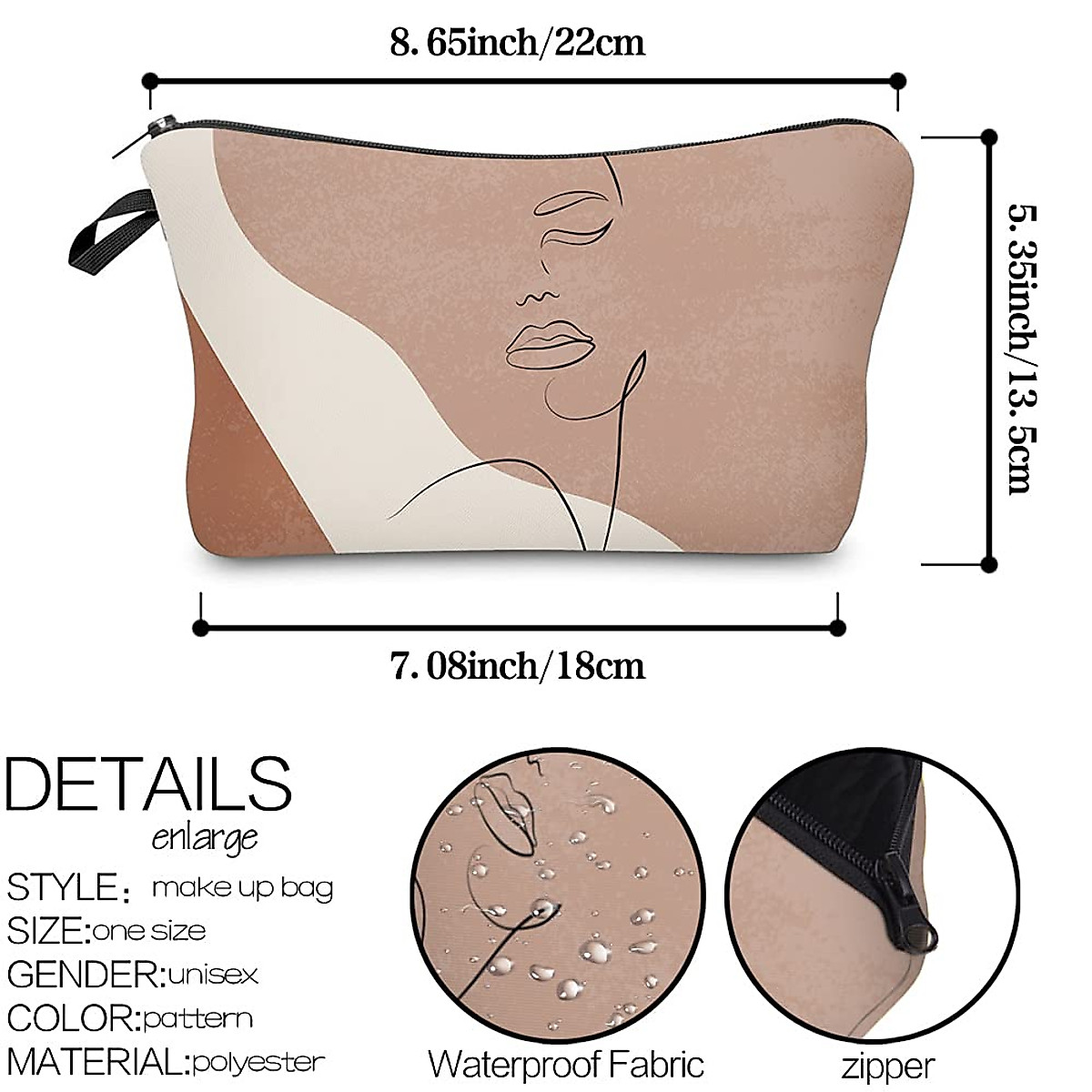 Deanfun Makeup Case Small, Cosmetic Zipper Bag Waterproof for Purse Mini, Women Cute Traveling Accessories Pouch for Ladies Thanksgiving Christmas Gifts(D2-55419)