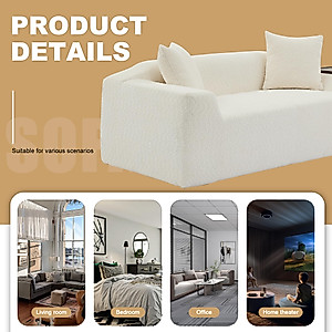 2 Piece Modern Sponge Floor 85" 3 Seater and 73" Loveseat Sofa Set, Upholstered Boucle Cloud Sofa Set with 2 MDF end Table for Living Room,No Assembly Hassles (Beige)