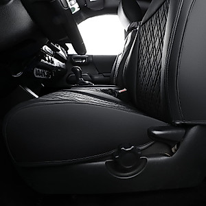 LUCKYMAN CLUB Tacoma Seat Covers, Fit for 2016-2023 Tacoma Crew Double Access Cab SR SR5 TRD Sport TRD Off-Road TRD PRO Limited with Water Proof Faux Leather(Front Pair 2016-2023, Black 2pcs)