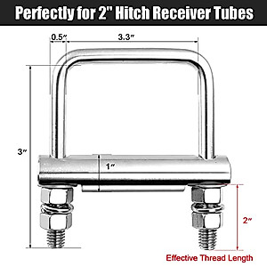 CZC AUTO Hitch Clamp Stainless Steel Anti-Rattle Stabilizer Cross Clamp 2 Inch for Hitches On Trailers of Trucks SUV Vans RV, Hitch Tightener for Hitch Tray Cargo Carrier Bike Rack Trailer Ball Mount