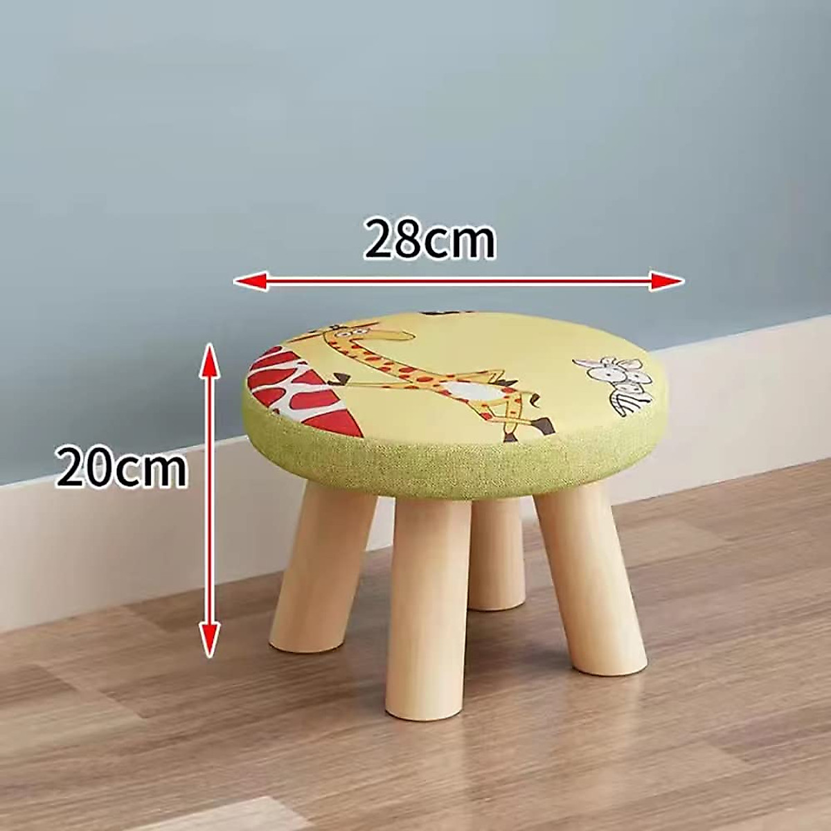 Solid Wood Stool Home Round Low Stool Cute Children's Sofa Stool Chair Fashion Cartoon Creative Small Stool for Kids and Adult, Changing Stool Solid Wood Coffee Table Stool, Bear 330lb (Giraffe)