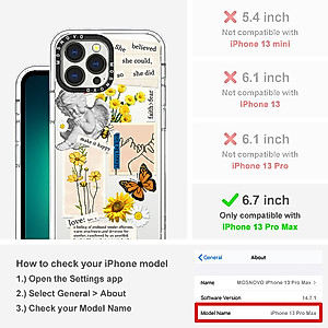 MOSNOVO Case for iPhone 13 Pro Max, [Buffertech 6.6ft Military-Grade Drop Protection] [Anti Peel Off Tech] Clear TPU Bumper Phone Case Cover Design - Vintage Collage Art
