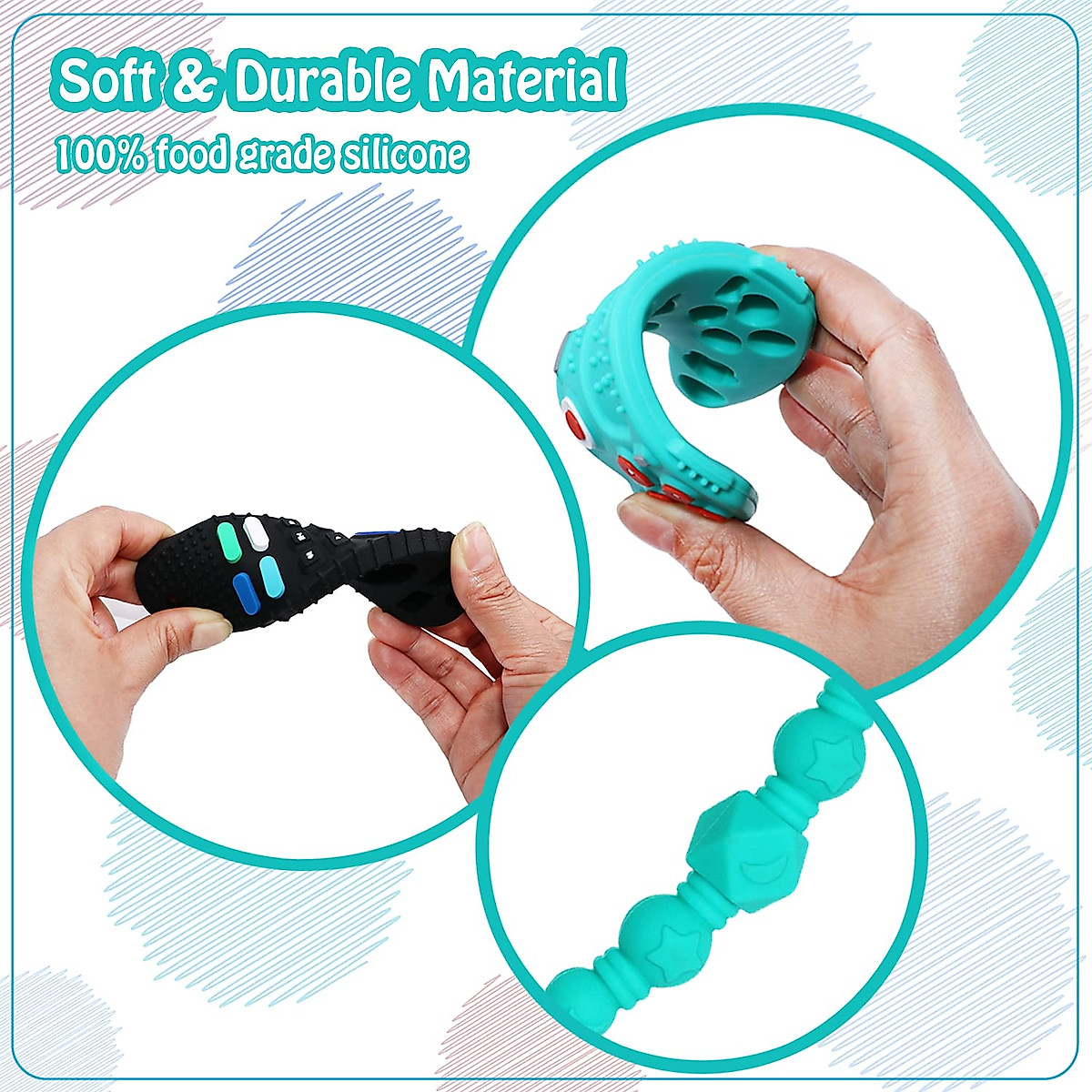 Silicone Baby Teething Toys, 2 Pack Teethers for Babies with Pacifier Clip, Game Remote Control Teether for Baby Boys Girls, Durable Sensory Chew Toys for Kids Toddlers Infants