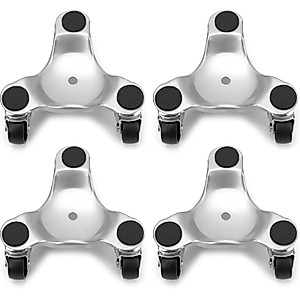 Yopay 4 Pack Steel Tri-Dolly, 200 lbs Load Capacity 3 Wheel Mover’ s Dolly for Moving Cabinet, Furniture, Appliances, 6 Inch