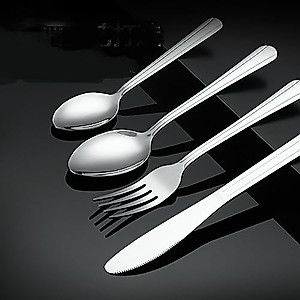 Silverware Set for 12,Stainless Steel Flatware Cutlery Unique Bordered Striped Tableware Utensil Set Knives Forks Spoons,Dinnerware Sets for Party Kitchen Wedding Gifts 48-piece