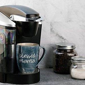 Mom Life Blessed Mama Navy Blue Large 20 oz Ceramic Coffee Mug Tea Cup, Blue