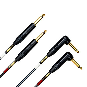 Mogami GOLD KEY S-15R Unbalanced Stereo Keyboard Instrument Cable, 1/4" TS Male Plugs, Gold Contacts, Dual Right Angle to Dual Straight Connectors, 15 Foot