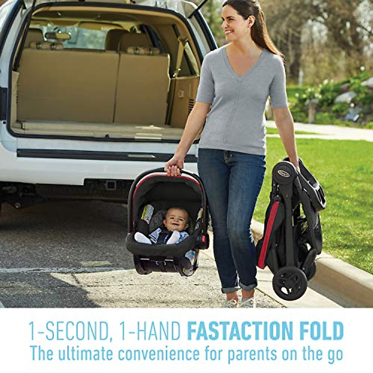 Graco FastAction SE Travel System | Includes FastAction SE Stroller and SnugRide 30 LX Infant Car Seat, Hilt 2 Piece Set(Pack of 1)