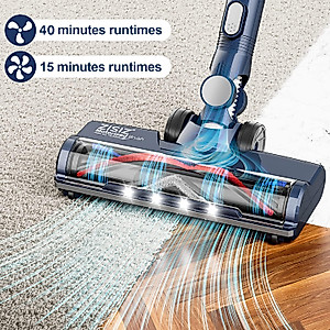 Cordless Vacuum Cleaner, ZISIZ Stick Vacuum with Powerful Suction, 40Mins Rechargeable Vacuum, Lightweight Vacuum Cleaners for Home Pets Short Carpet