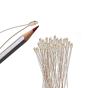 Evemodel 30pcs Pre-Wired Micro Litz Wire Yellow 0603 SMD LED Light 7.8'' Wire Resin Cover Waterproof CD0603Y