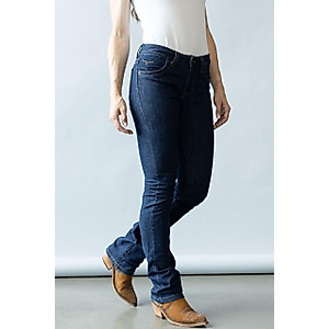 Kimes Ranch Women's Betty Western Style Bootcut Mid-Rise Straight Fit Durable Shape-Saving Dark Blue Riding Jeans, 10-34