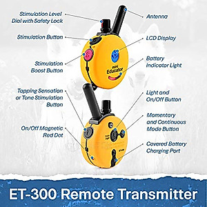 E-Collar - ET-300-1/2 Mile Remote Waterproof Trainer Mini Educator Remote Training Collar - 100 Training Levels Plus Vibration and Sound - Includes PetsTEK Dog Training Clicker