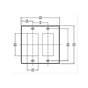 Leviton 80409-W 2-Gang Decora/GFCI Device Wallplate, Standard Size, Thermoset, Device Mount, White