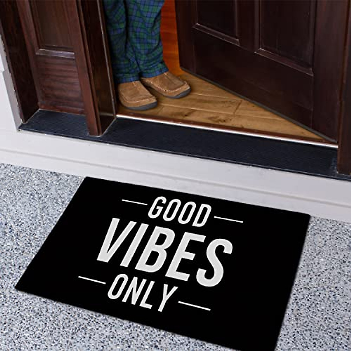 CHARMHOME Good Vibes Only Welcome Doormat Entrance Floor Mat Rug Indoor/Front Door/Bathroom/Kitchen and Living Room/Bedroom Mats Rubber Non Slip