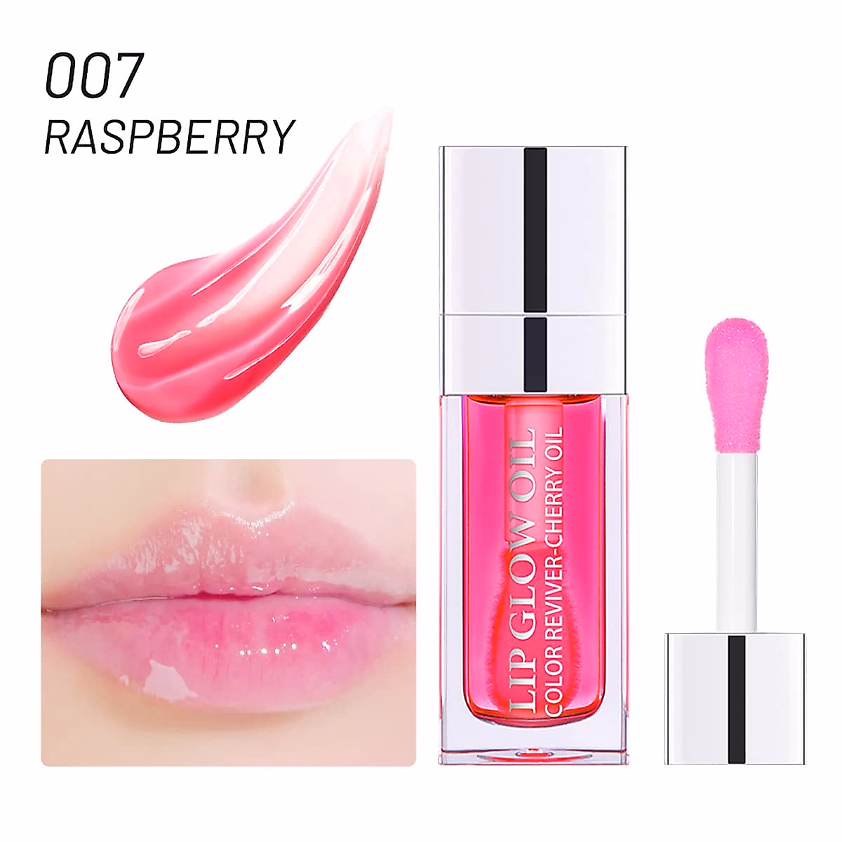 WFWJ Hydrating Lip Glow Oil,Plumping Lip Oil,Tinted Lip Balm Lip Care,Transparent Toot Lip Oil,Moisturizing Lip Gloss,Lip Plumper Gloss Make Lips Fuller and Moisturizing(#07 Raspberry)