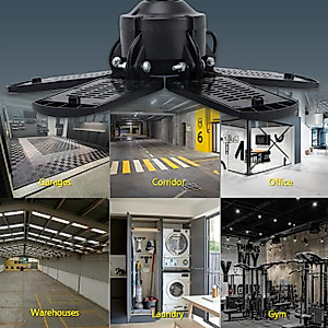 KONPWAY Deformable LED Garage Lights - 4000 Lumen 6500K Daylight 40W, Three Leaf Garage Organization Ceiling Lighting, Pack of 2