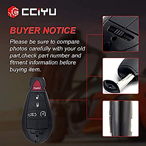 cciyu X 1 Flip Key Fob with Key Blade 5 buttons Replacement for 08 09 10 11 12 for C hrysler for D odge for J eep Series with FCC 56046639AC