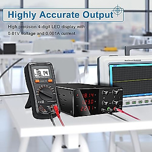 NICE-POWER DC Power Supply Variable: 30V 10A Adjustable Switching Regulated High Precision 4-Digits LED Display 5V/2A USB Port Output & Input Power Cord Bench Lab Power Supplies