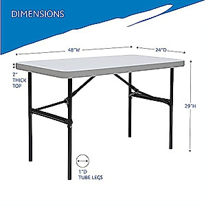 Iceberg IndestrucTable Commercial Folding Table, Indoor or Outdoor, Platinum, 750 lbs. Weight Capacity, 24” W x 48” L