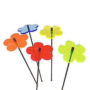 Glowing Blossom SunCatcher Garden Decor Ornaments Set of 5 Decorative Garden Stake 25cm/9.8inches high Outdoor Yard Accessory Gardeners Gift, Colour:Mixed Colours